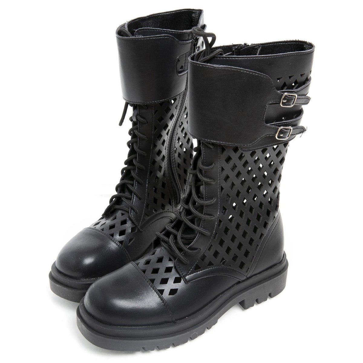 Botas Góticas Altas Troqueladas