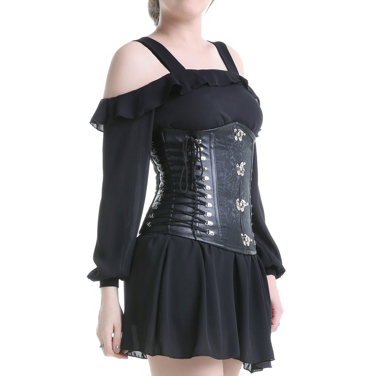 Corselet Gótico de Baixo Peito com Cruzados Laterais